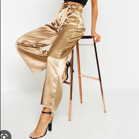 bebe | Pants & Jumpsuits | Nwt Bebe Satins Wide Leg Paper Bag Pant Size ...